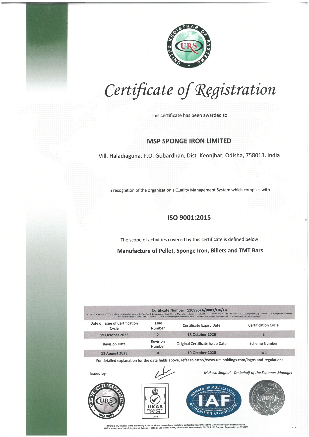 TMT BARS :: MSP SPONGE IRON LIMITED